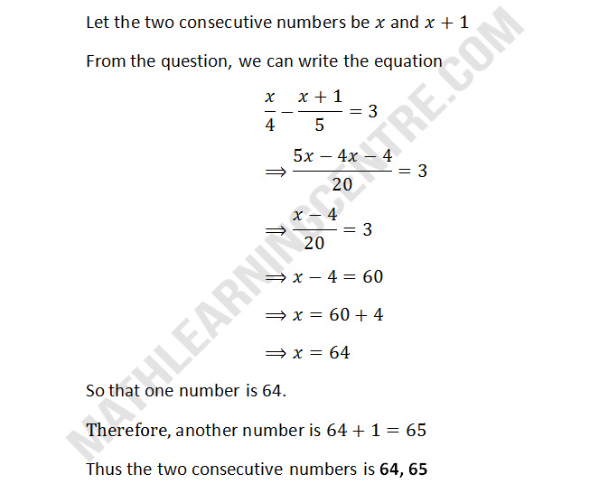 If The Two Consecutive Numbers One fourth Of The Smaller One Exceeds 